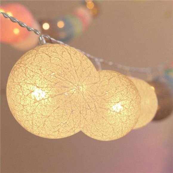 Holiday | 2 Pack Cotton Balls String Lights Battery Operated 1 Led ...